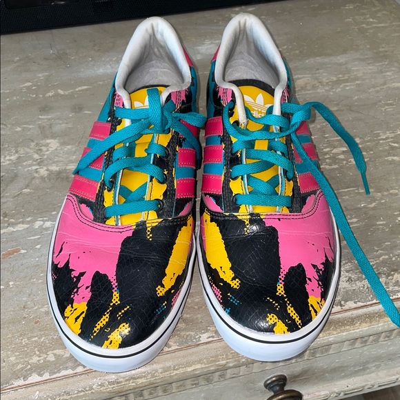 adidas | Shoes | Adidas Womens Pink And Yellow Splash Snake Print ...